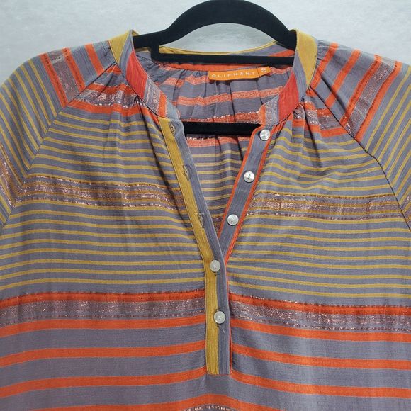 Oliphant | Dresses | S Oliphant Shirt Dress Rose Gold Metallic Thread ...